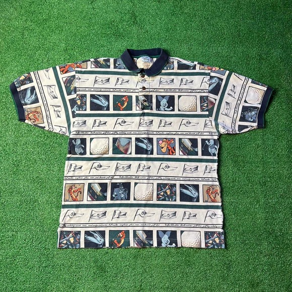 Disney | Shirts | Vintage Disney Aop Golf Polo Shirt | Poshmark